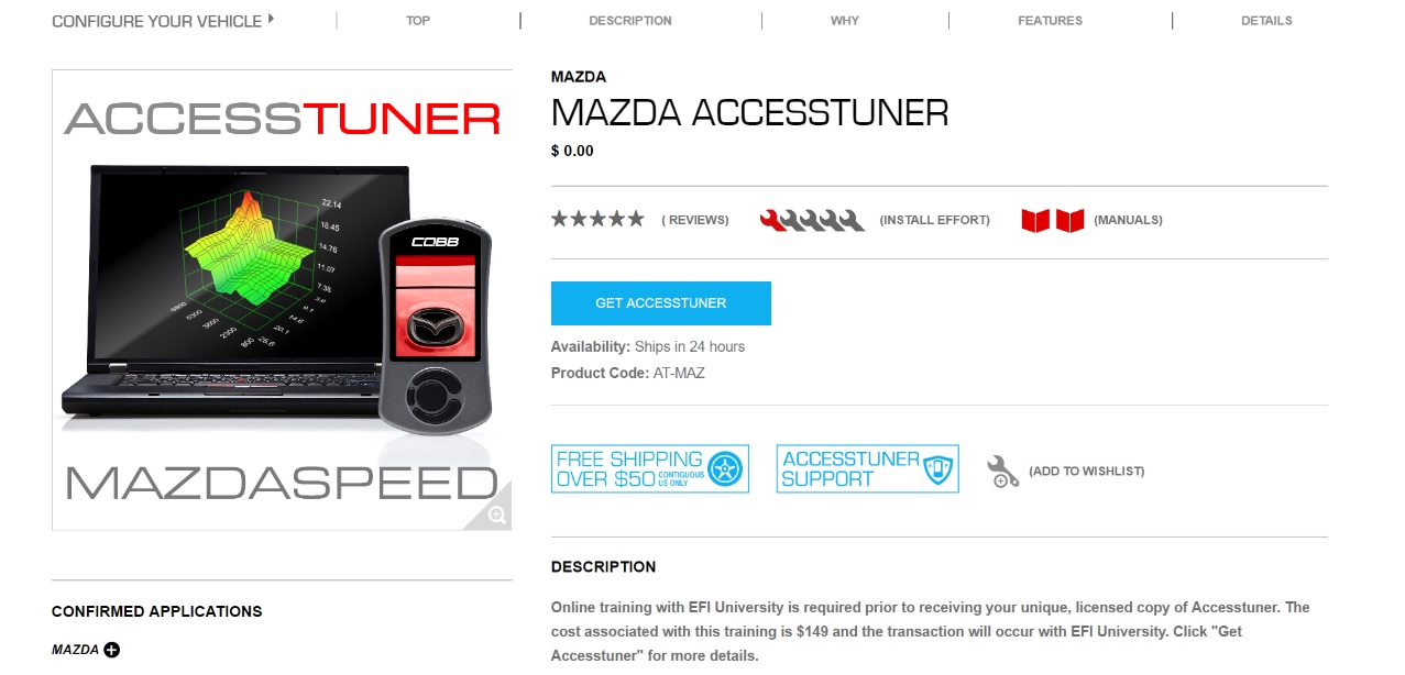 Mazdaspeed Accesstuner Now Available - COBB Tuning